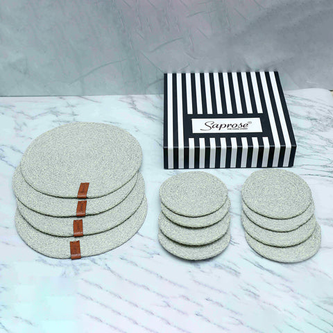 Earthy Braid Box (4 Trivet + 8 Coaster) – Saprose Retail